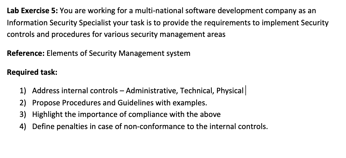 Solved Lab Exercise 5: You are working for a multi-national | Chegg.com