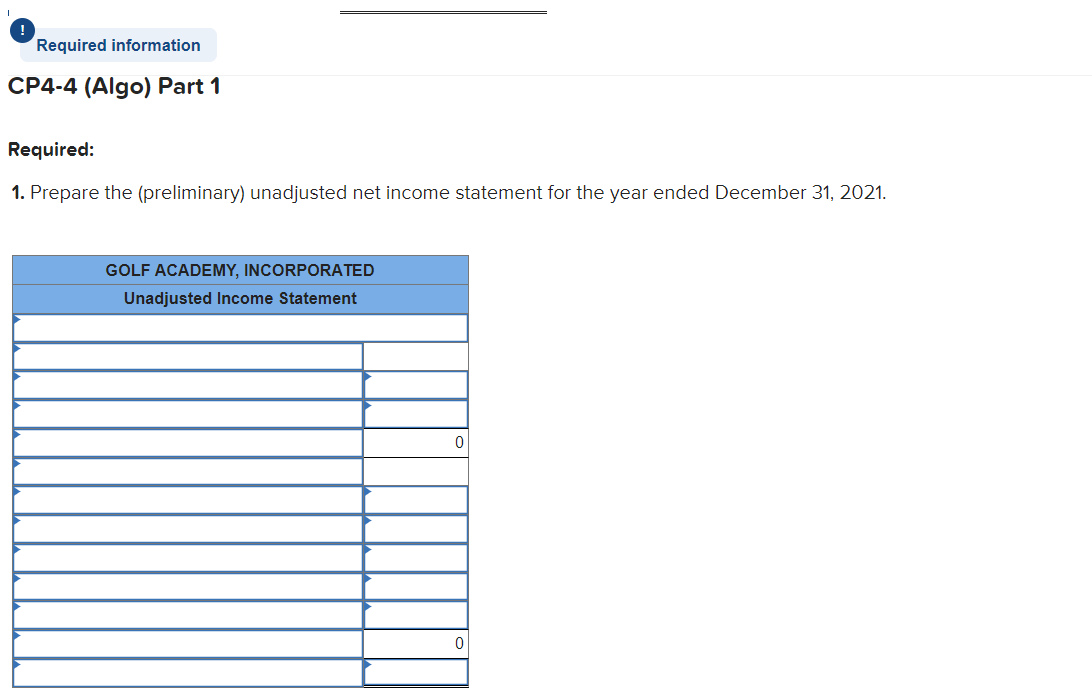Solved 1. Prepare the (preliminary) unadjusted net income | Chegg.com