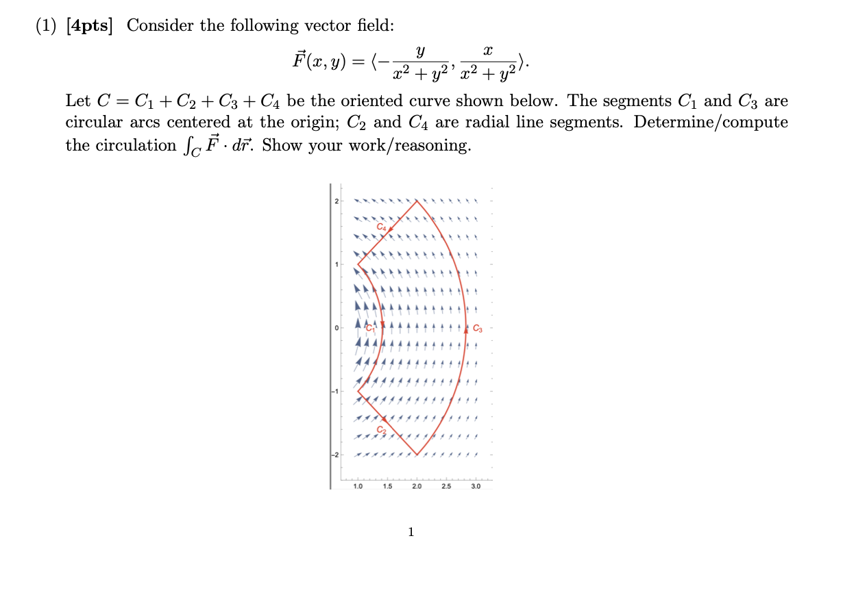 Solved (1) [4pts] ﻿Consider the following vector | Chegg.com