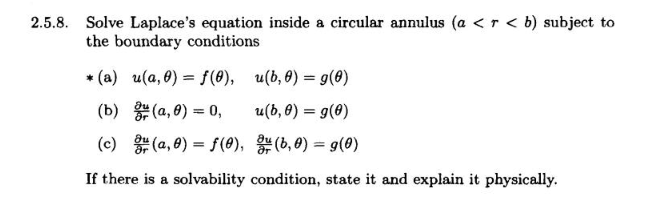 Solved 8. Solve Laplace's equation inside a circular annulus | Chegg.com