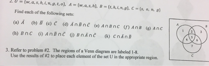 Solved U = {w, a, s, h, i, n, g, t, o}, A = {w, a, s, h}, B | Chegg.com