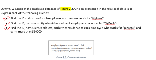 Solved Activity 2: Consider the employee database of Figure | Chegg.com