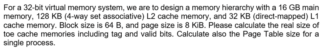 For a 32-bit virtual memory system, we are to design | Chegg.com