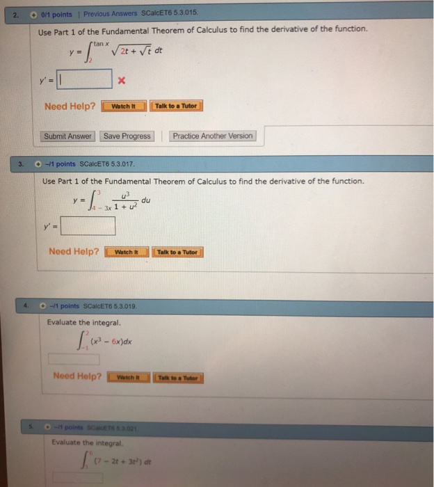 Solved 0/1 points Previous Answers scalcET6 53015. Use Part | Chegg.com