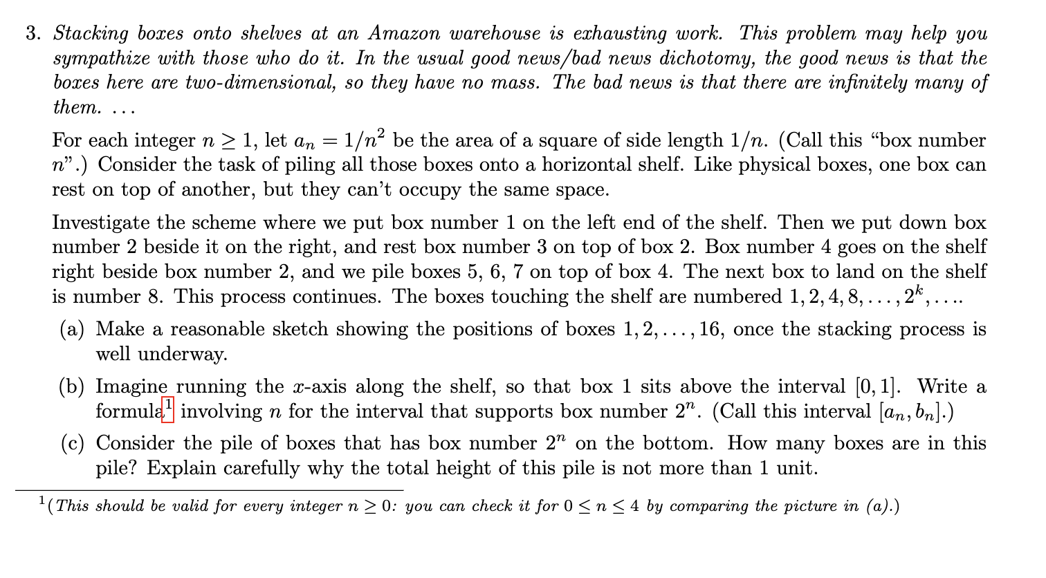 Solved 3. Stacking boxes onto shelves at an Amazon warehouse | Chegg.com