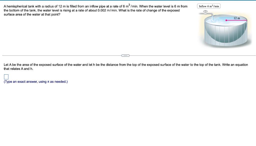 Solved A hemispherical tank with a radius of 12 m is filled | Chegg.com