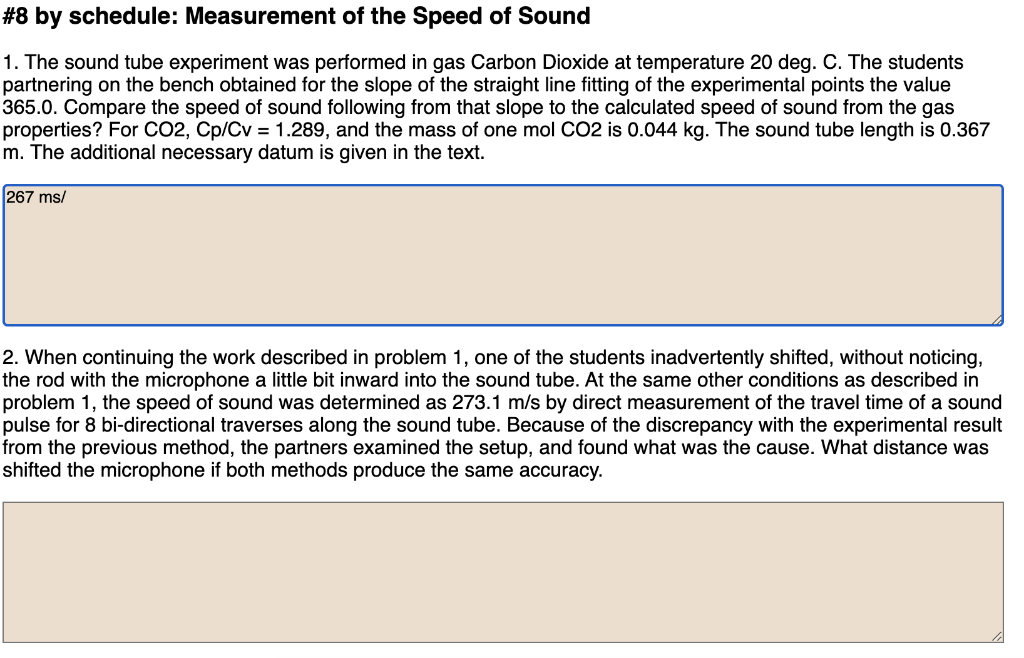 Solved #8 by schedule: Measurement of the Speed of Sound 1. | Chegg.com