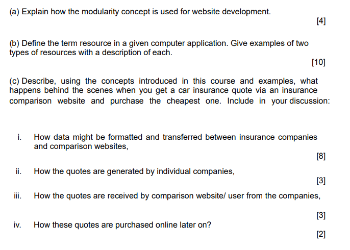 (a) Explain how the modularity concept is used for | Chegg.com