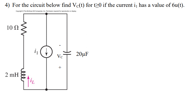 Solved For the circuit below find VC(t) for t≥0 if the | Chegg.com