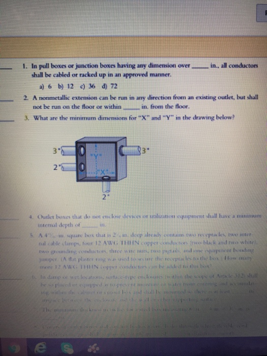 Solved -1. In pull boxes or junction boxes having any | Chegg.com