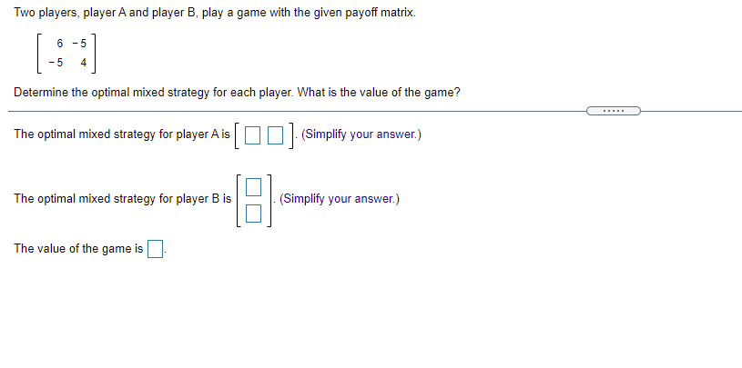 Solved Two players, player A and player B, play a game with | Chegg.com