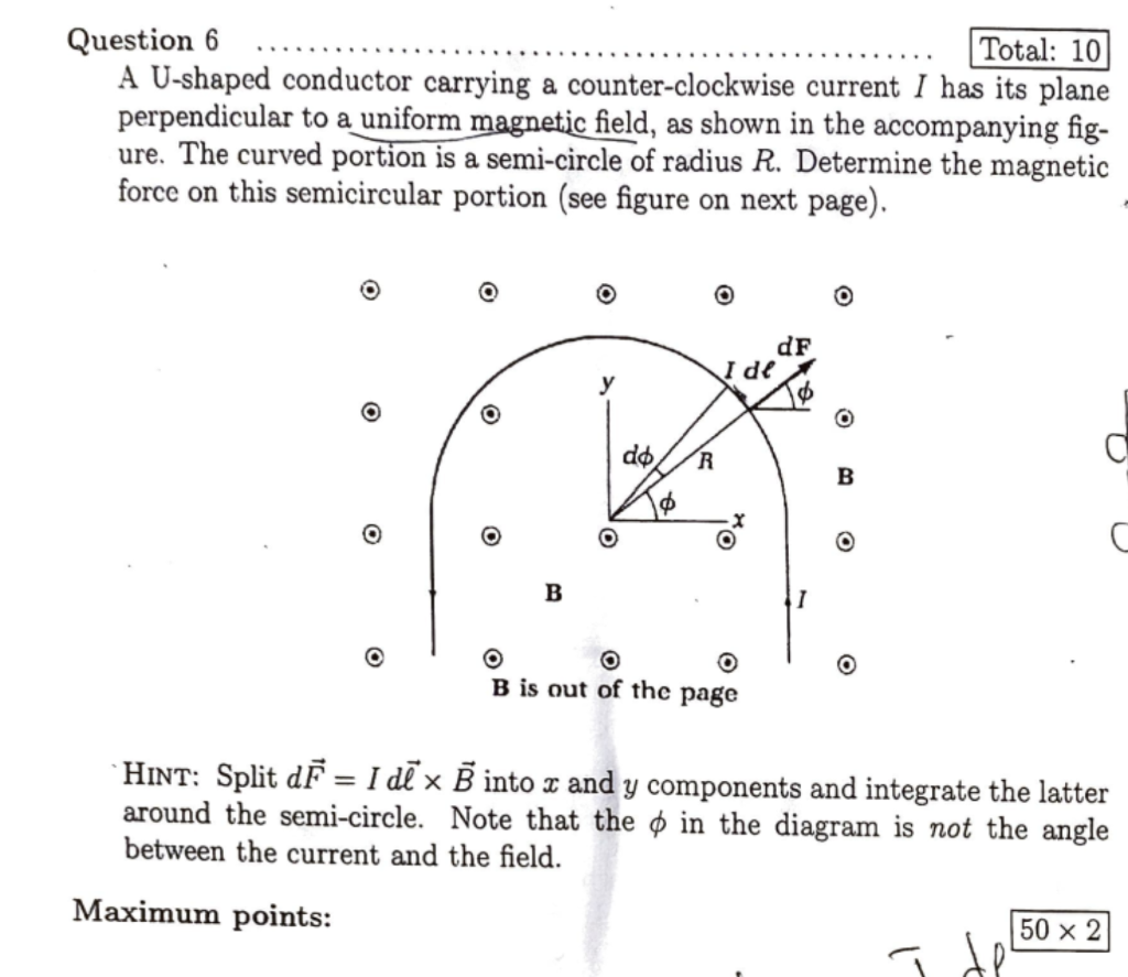 Solved A U-shaped conductor carrying a counter-clockwise | Chegg.com