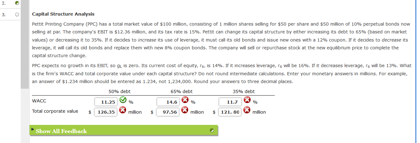 Solved Capital Structure Analysis selling at par. The | Chegg.com