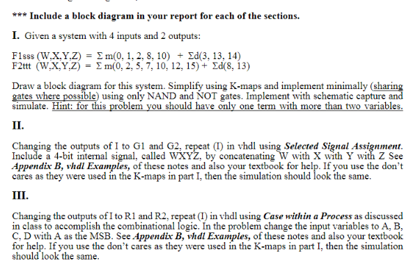 Solved ∗∗ Include a block diagram in your report for each of | Chegg.com