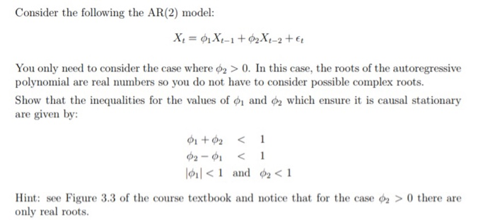 Solved Consider the following the AR(2) model: You only need | Chegg.com