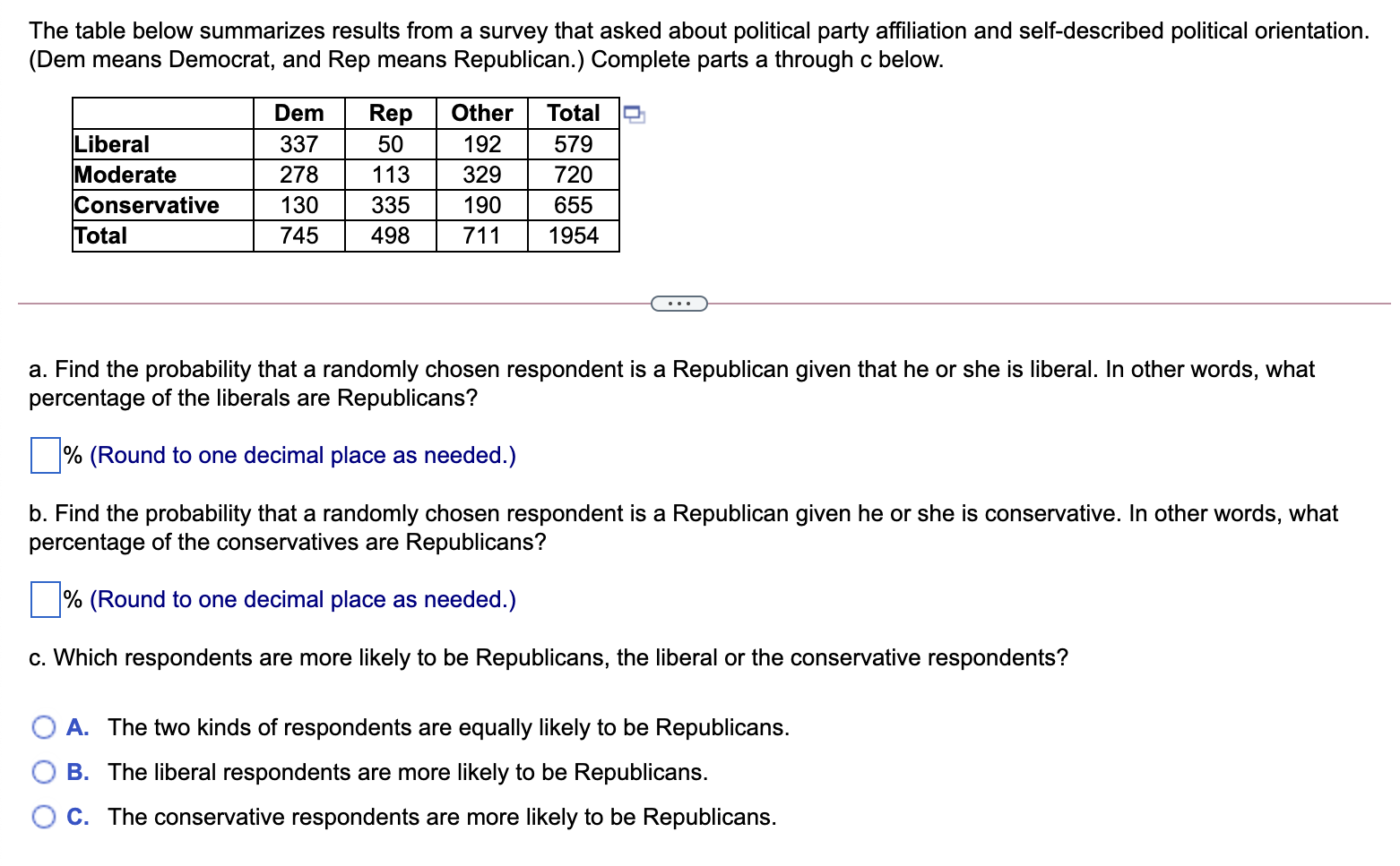 Solved The table below summarizes results from a survey that | Chegg.com