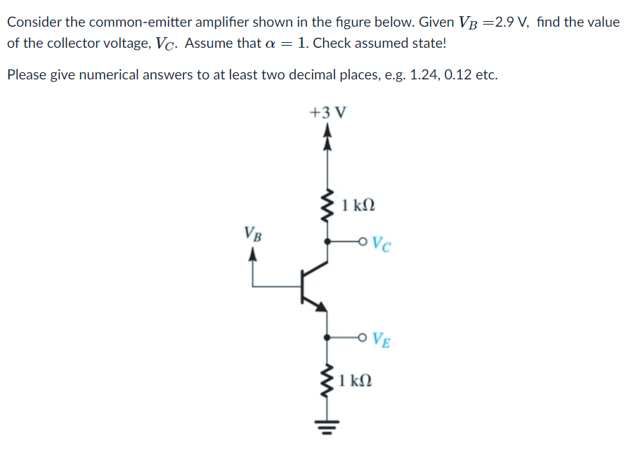 Solved Consider the common-emitter amplifier shown in the | Chegg.com