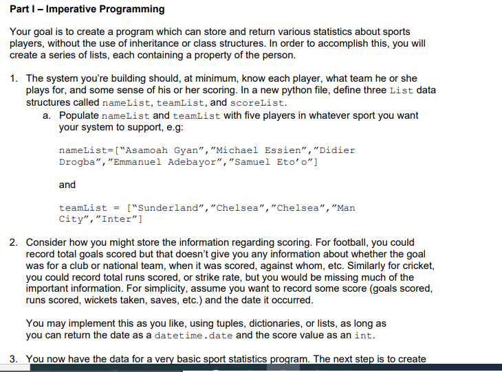 Part 1 - Imperative Programming Your goal is to | Chegg.com