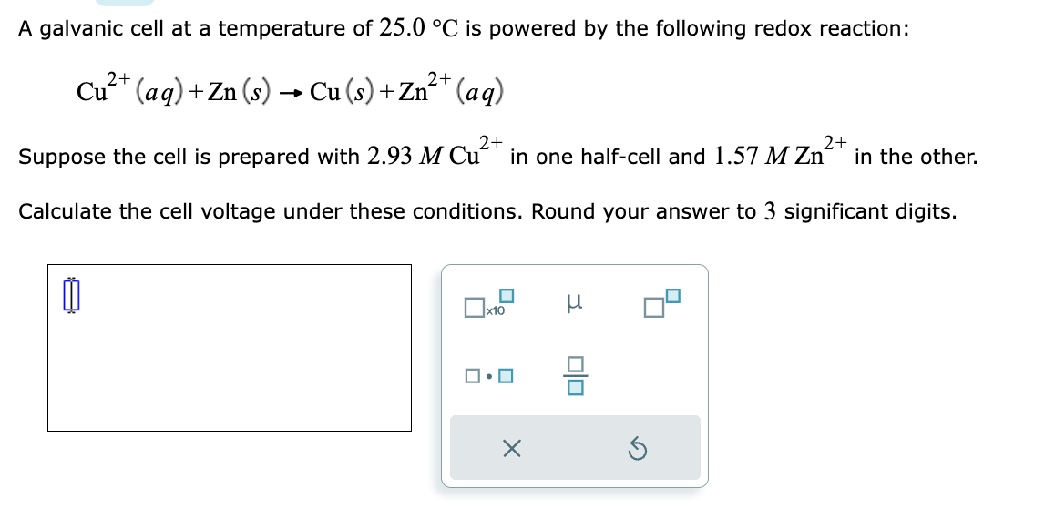 Solved Please Help!!Half Rxn Cu2+ + 2e- → Cu =0.342Half Rnx | Chegg.com