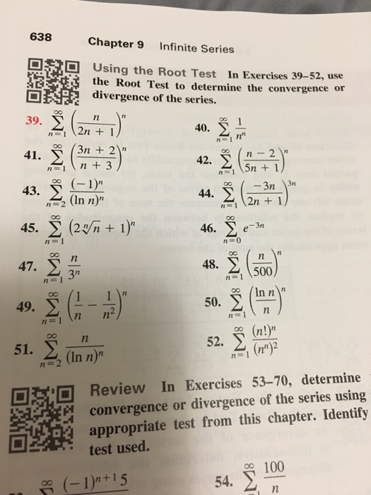Solved 638 Chapter 9 Infinite Series 回討回Using the Root Test | Chegg.com