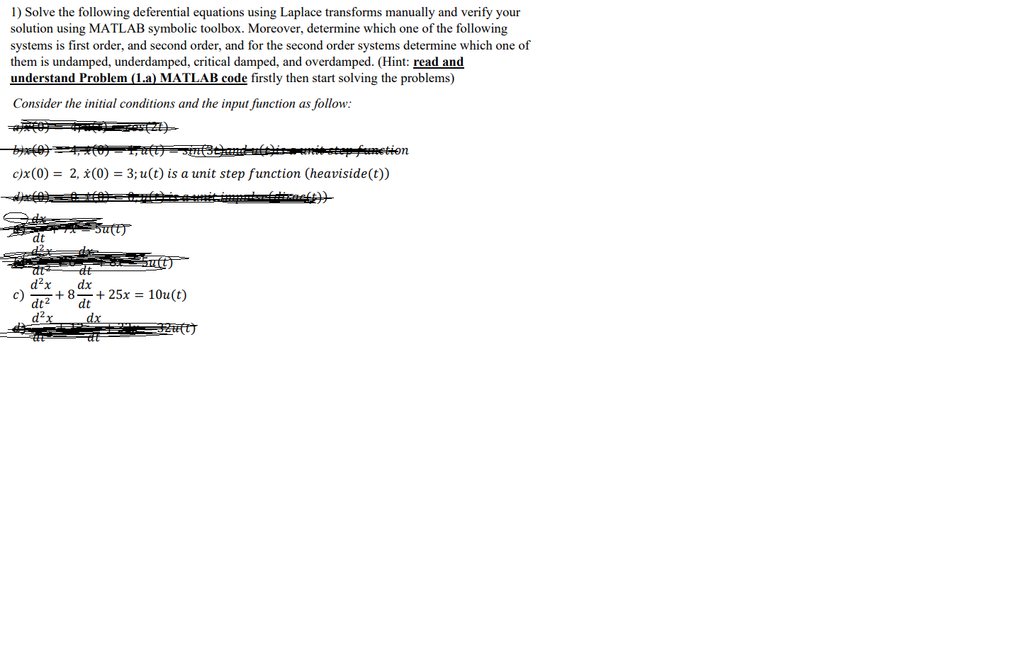 Solved 1) Solve the following deferential equations using | Chegg.com