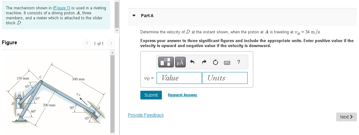 Solved The mechanism shown in (Figure 1) is used in a | Chegg.com