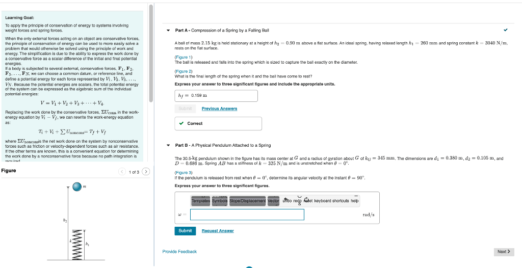 Solved Learning Goal: Part A - Compression of a Spring by a | Chegg.com
