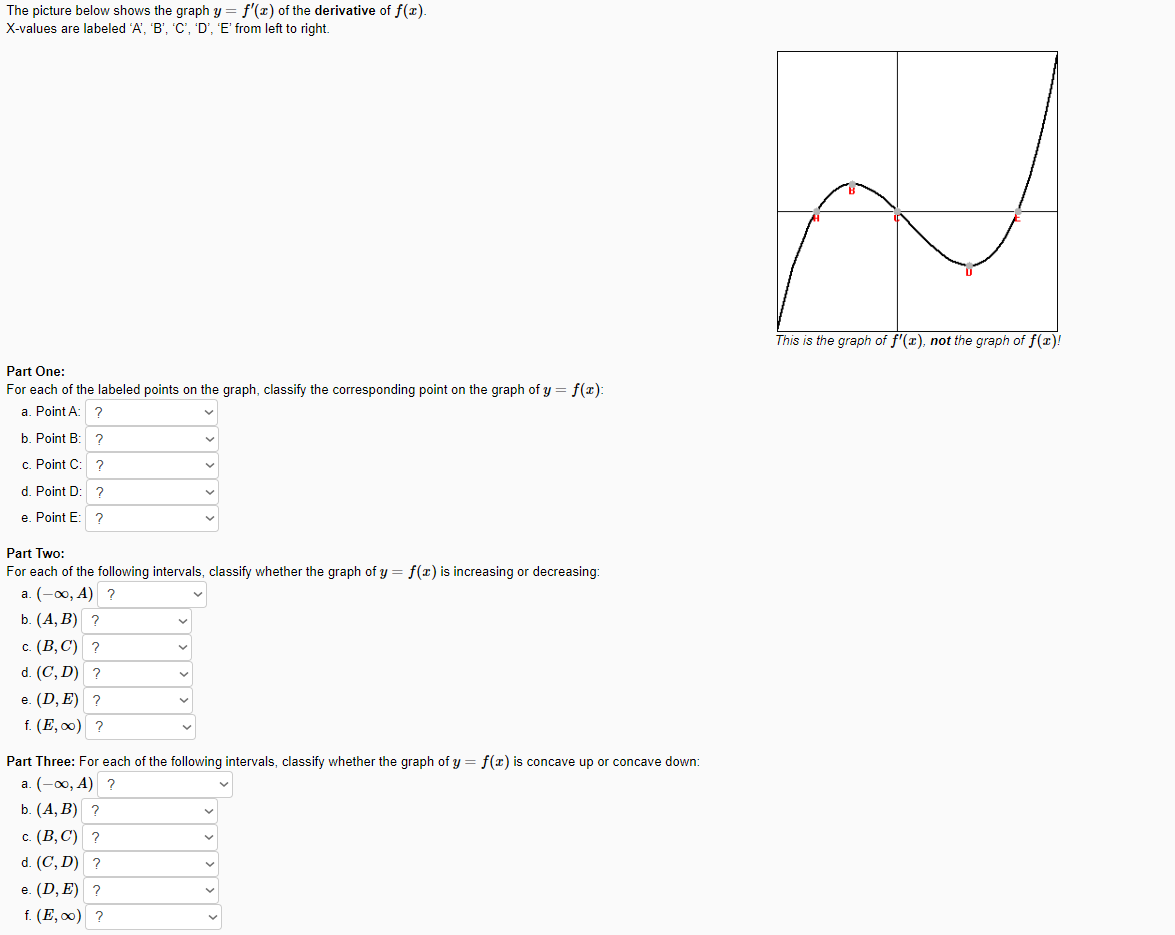 Solved Part I: A-E Max, Min, Inflection point, or | Chegg.com