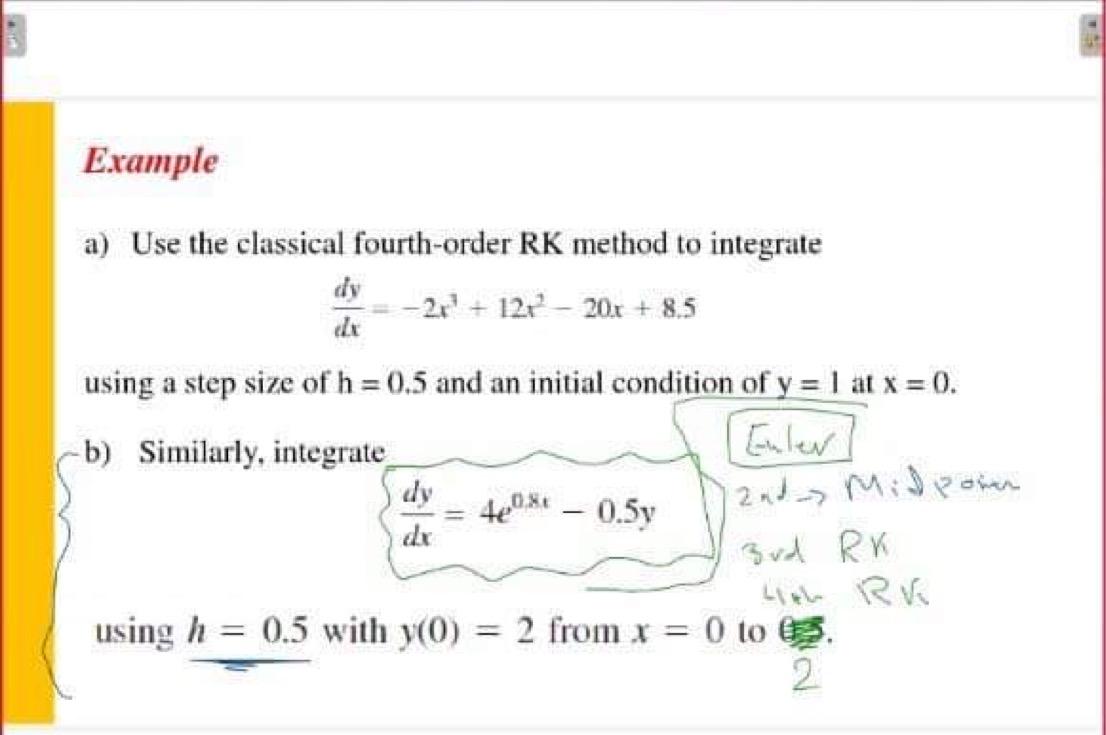 Solved Example a) Use the classical fourth-order RK method | Chegg.com