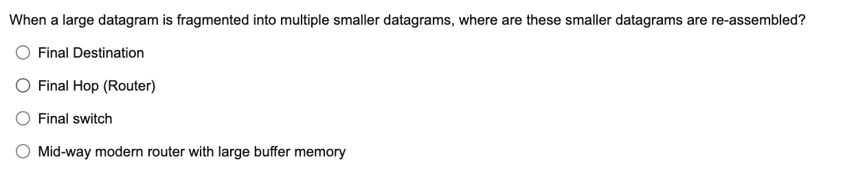 Solved When a large datagram is fragmented into multiple | Chegg.com