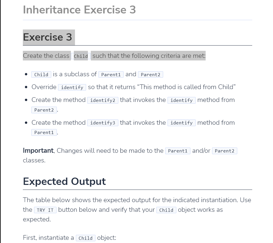 Solved Inheritance Exercise 3 Exercise 3 Create the class | Chegg.com