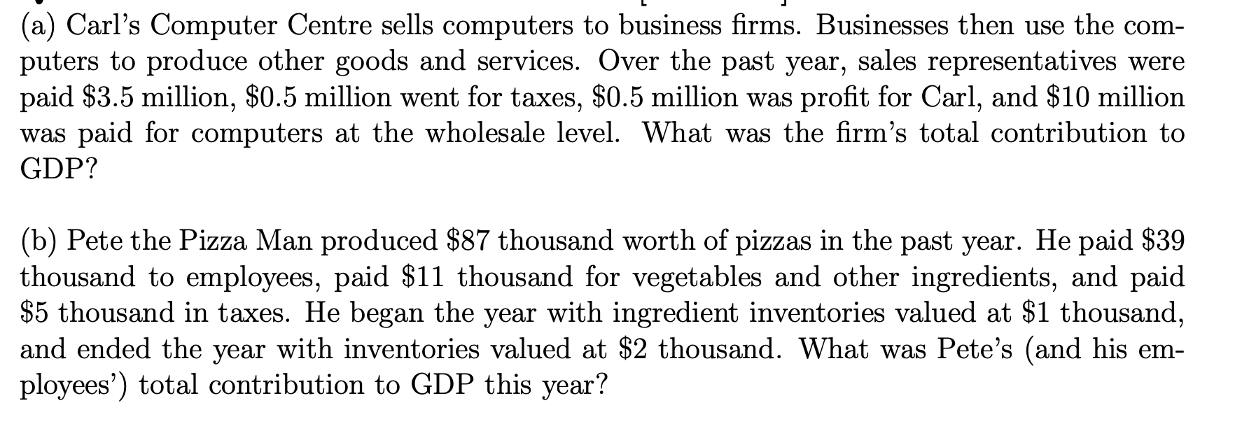Solved (a) Carl's Computer Centre sells computers to | Chegg.com