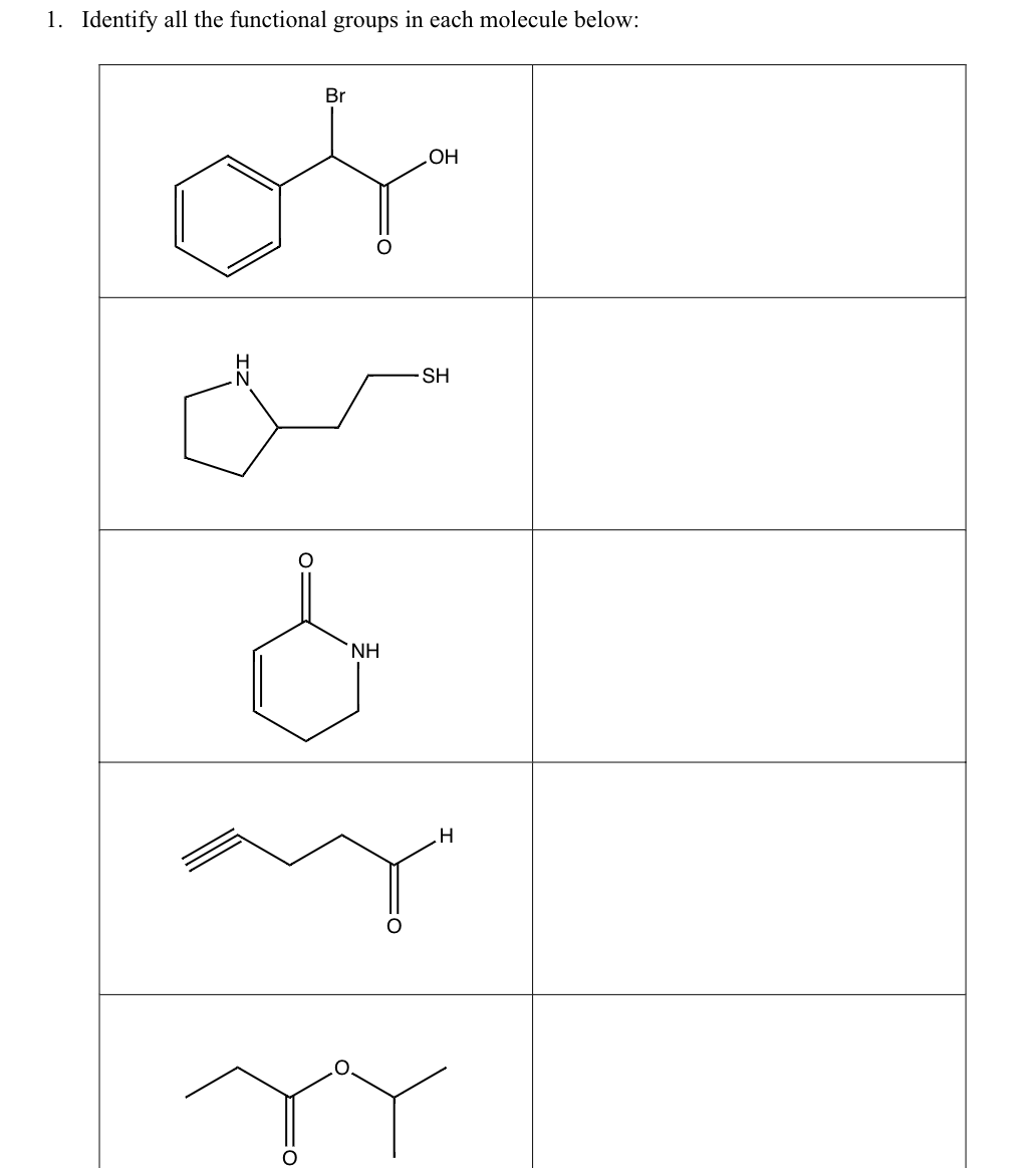 Solved 1. Identify all the functional groups in each | Chegg.com
