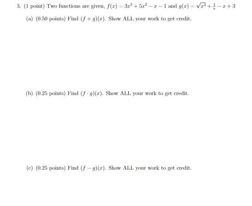 Solved 3. (1 point) Two functions are given, | Chegg.com