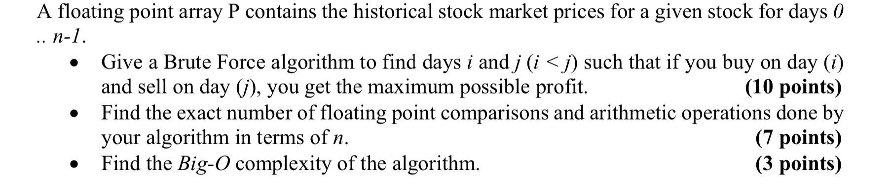 Solved A floating point array P contains the historical | Chegg.com