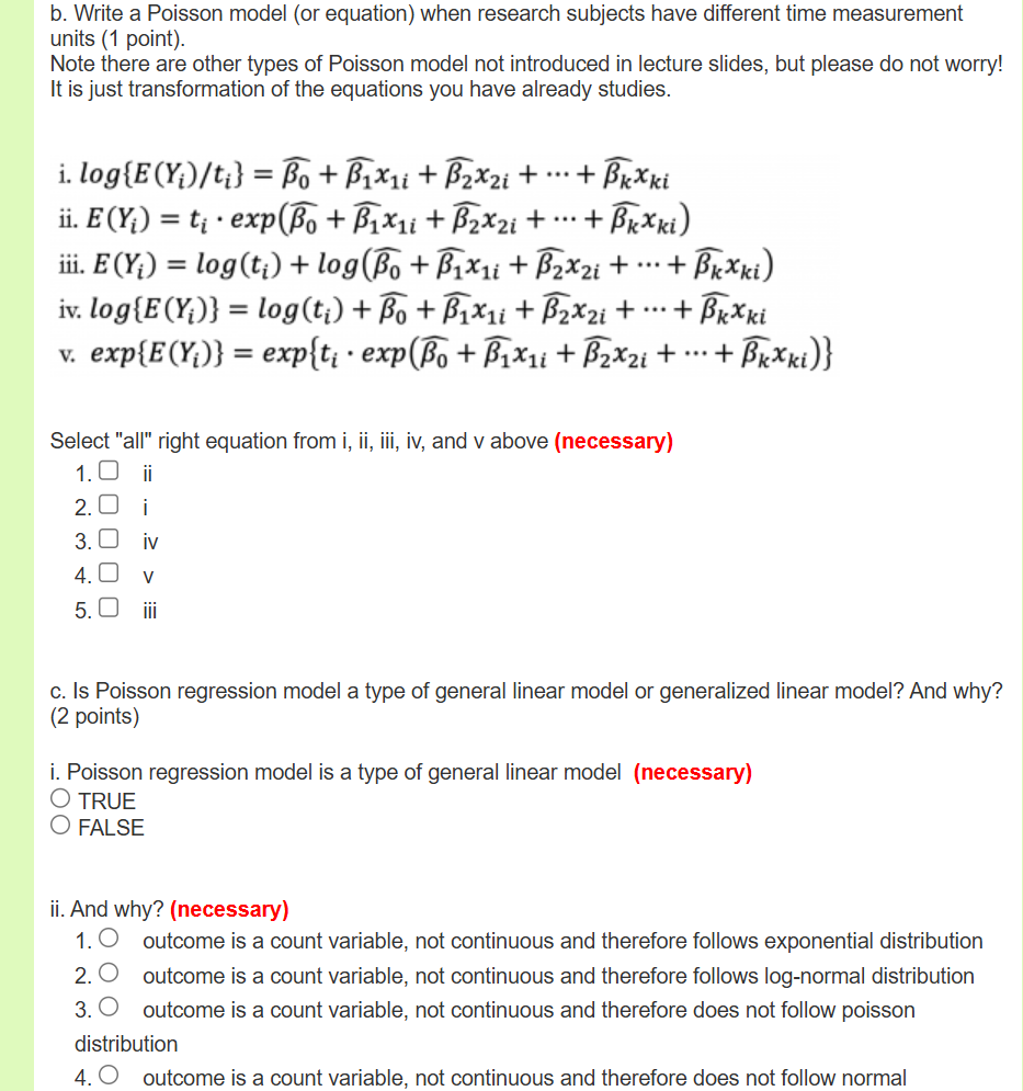 Solved b. ﻿Write a Poisson model (or ﻿equation) ﻿when | Chegg.com