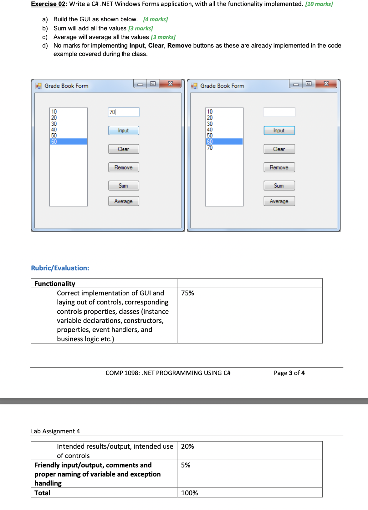 Solved Exercise 02: Write a C\# .NET Windows Forms | Chegg.com