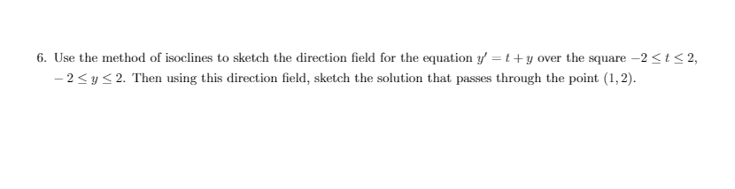 Solved 6. Use the method of isoclines to sketch the | Chegg.com