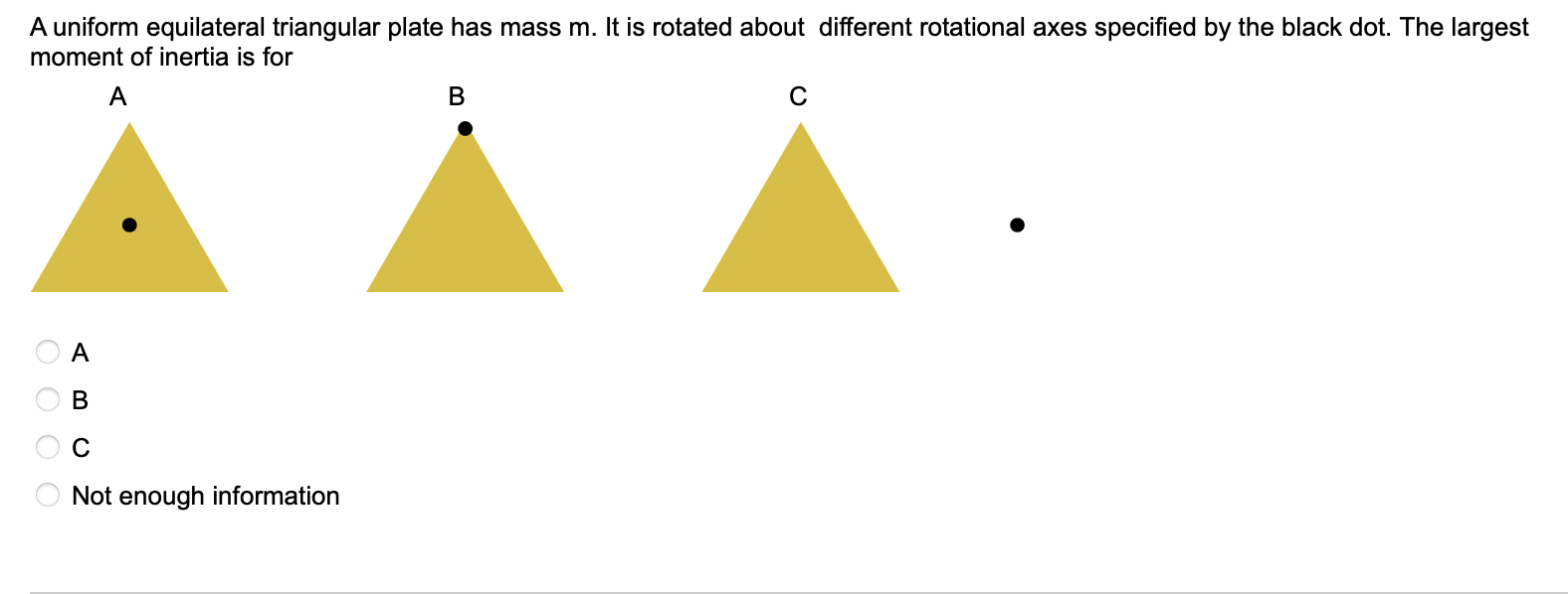 Solved A uniform equilateral triangular plate has mass m. It | Chegg.com