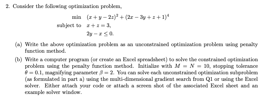 2. Consider the following optimization problem, min | Chegg.com