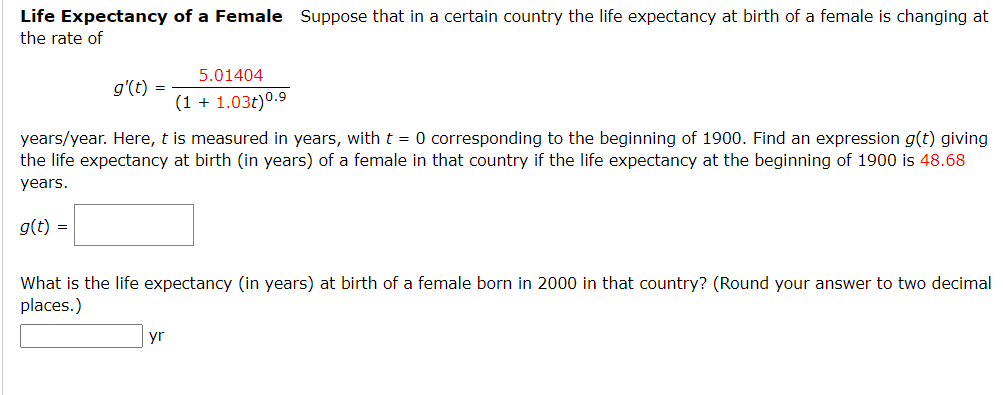 Solved Life Expectancy of a Female Suppose that in a certain | Chegg.com