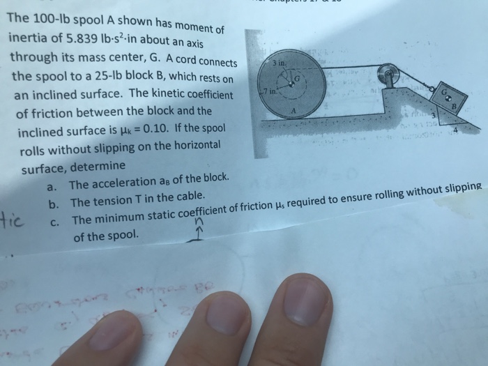 Solved The 100-lb spool A shown has moment of inertia of | Chegg.com