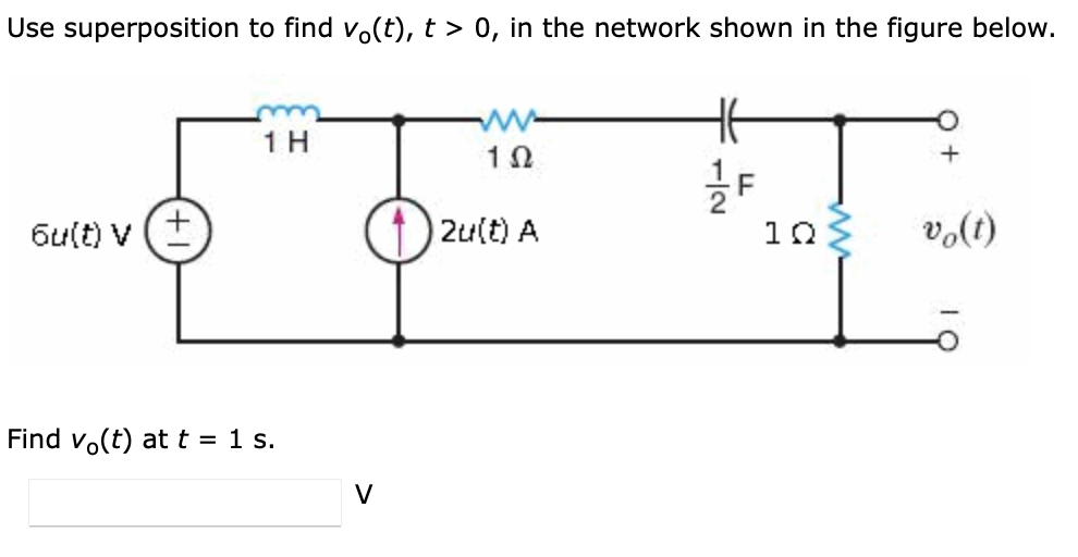Solved Use superposition to find vo(t), t > 0, in the | Chegg.com