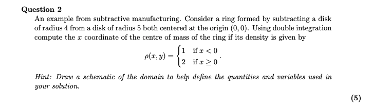 Solved Question 2 An example from subtractive manufacturing. | Chegg.com