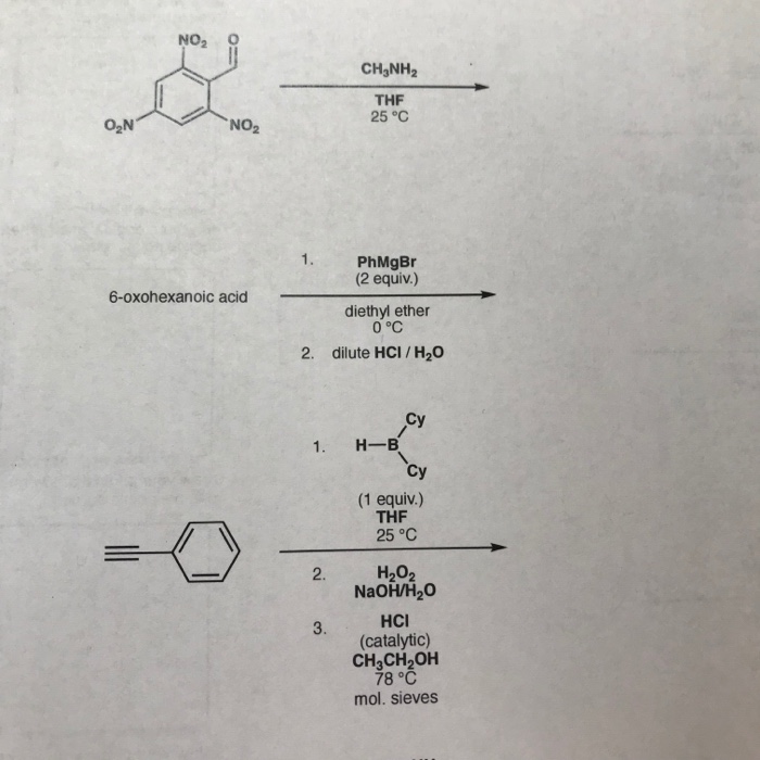 Solved NO O CH3NH2 THF 25°C O2N NO2 1. PhMgBr (2 equiv.) | Chegg.com
