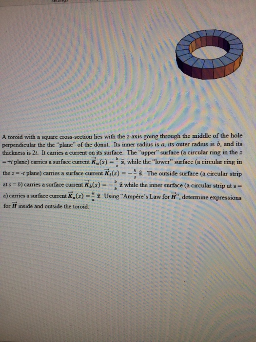 Solved A toroid with a square cross-section lies with the | Chegg.com
