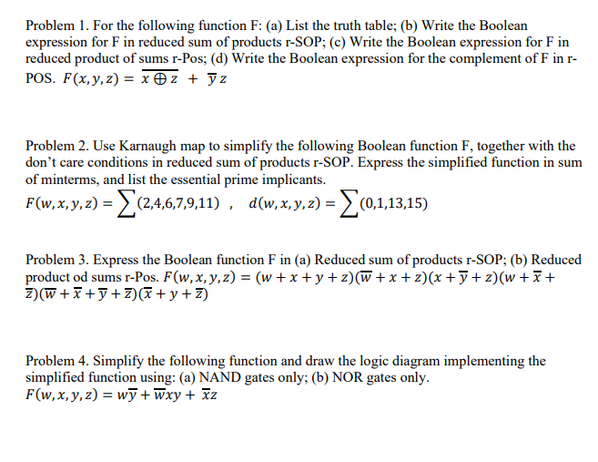 Solved Problem 1. For the following function F: (a) List the | Chegg.com