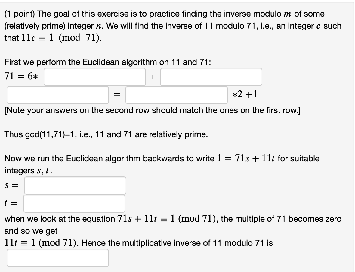 Solved (1 point) The goal of this exercise is to practice | Chegg.com