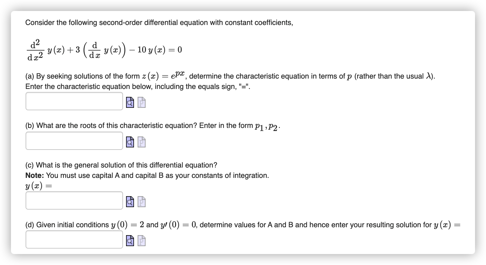 Solved Consider the following second-order differential | Chegg.com