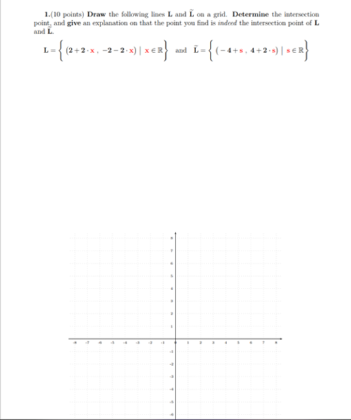 Solved 1.(10 points) Draw the following lines L and 1 on a | Chegg.com